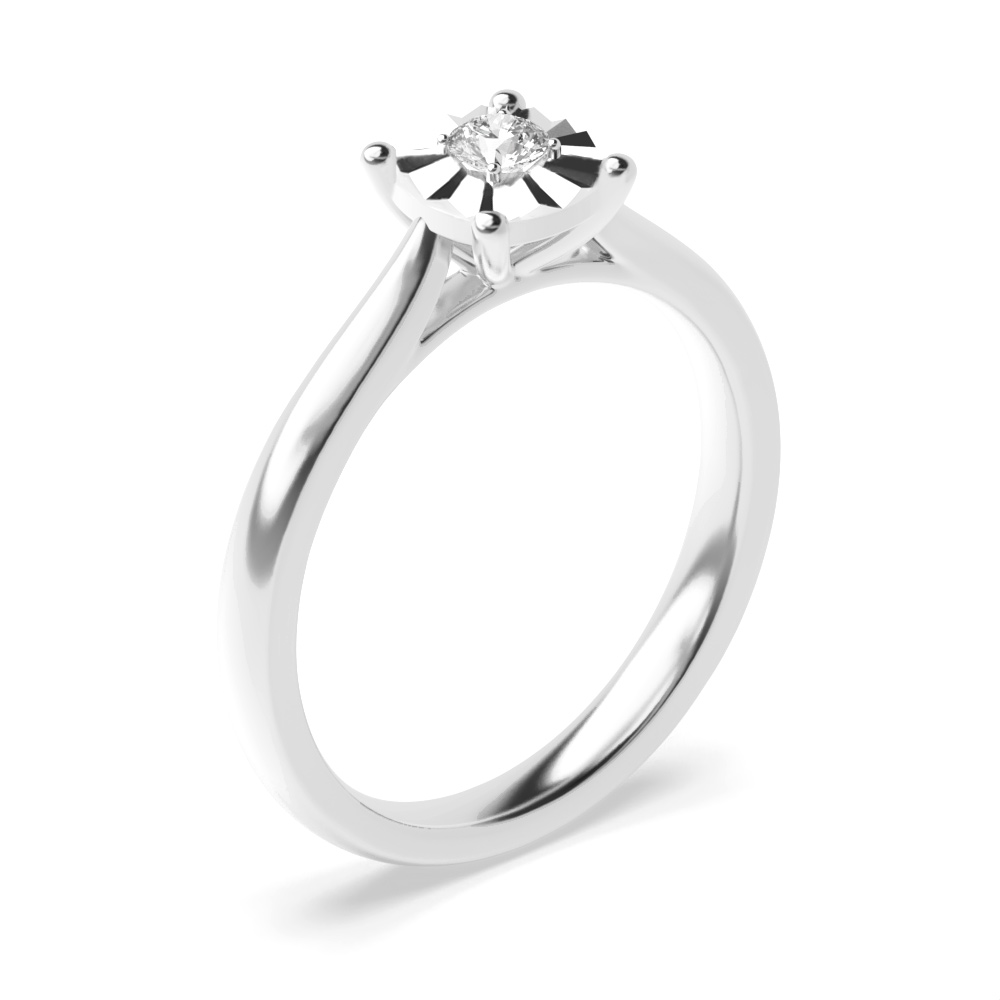 4 Prong Round Illusion Lab Grown Diamond Cluster Engagement Ring - Abelini