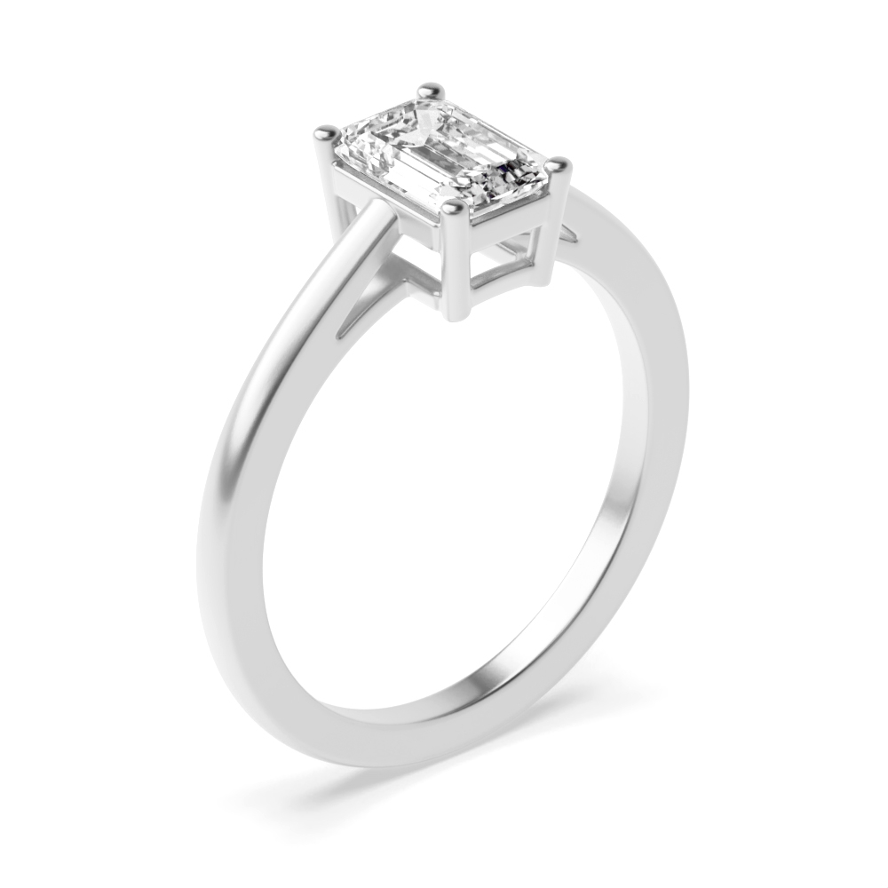 4 Prong Emerald High Set Solitaire Engagement Ring - Abelini