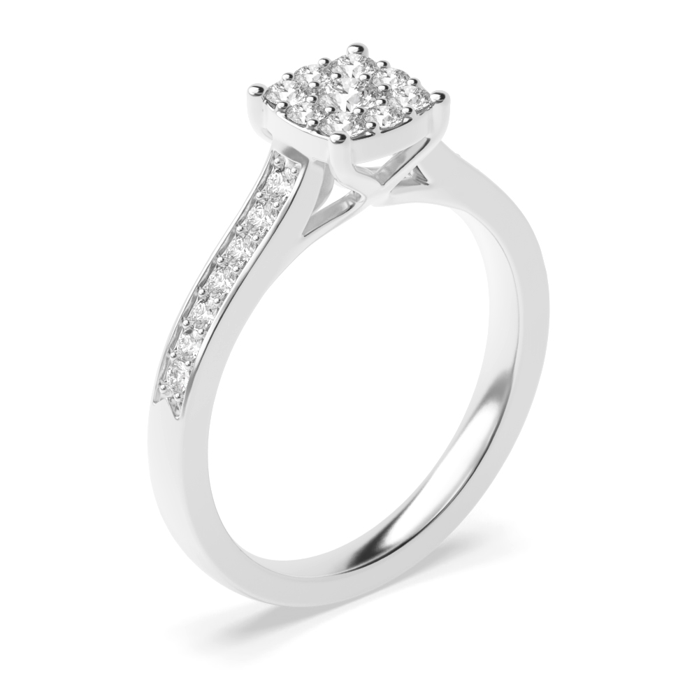 4 Prong Round Glimmer Lab Grown Diamond Cluster Engagement Ring - Abelini